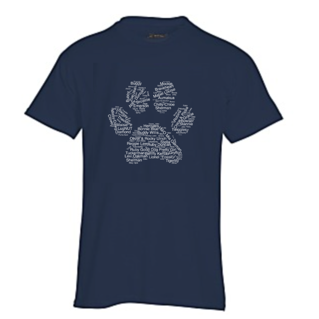 Paw Word Cloud Unisex Navy – 2023 Names | PAWS New England